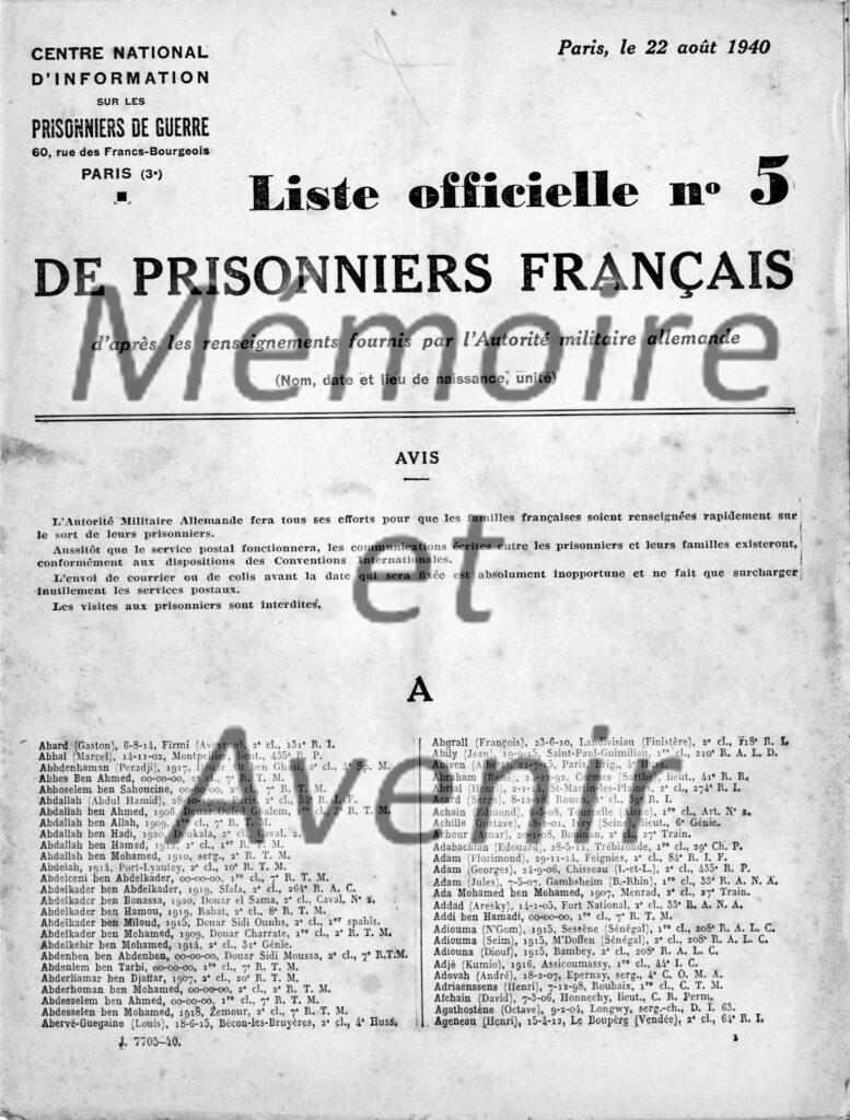 Oflag tous Liste officielle des prisonniers français – Oflag – Musée ...